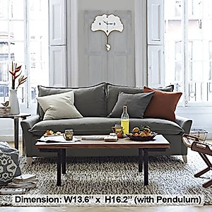 keenkee Elegant Wall Clock with Pendulum Battery Operated Non Ticking Silent Unique Home Decorative Fancy Hanging Clocks for Living Room Kitchen Bedroom Office Dining Bathroom Aesthetic Decor