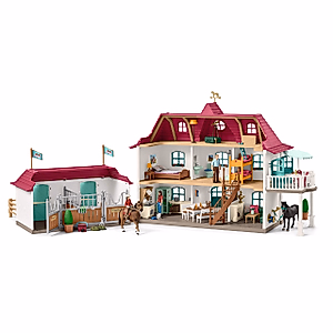 Schleich Horse Club 70-Piece Lakeside Country Dollhouse and Horse Stable Playset for Kids Ages 5-12