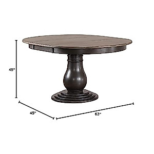 Iconic Furniture Bella Base Dining, 45" x45" x 63" Antiqued Grey, Black Stone Round Table
