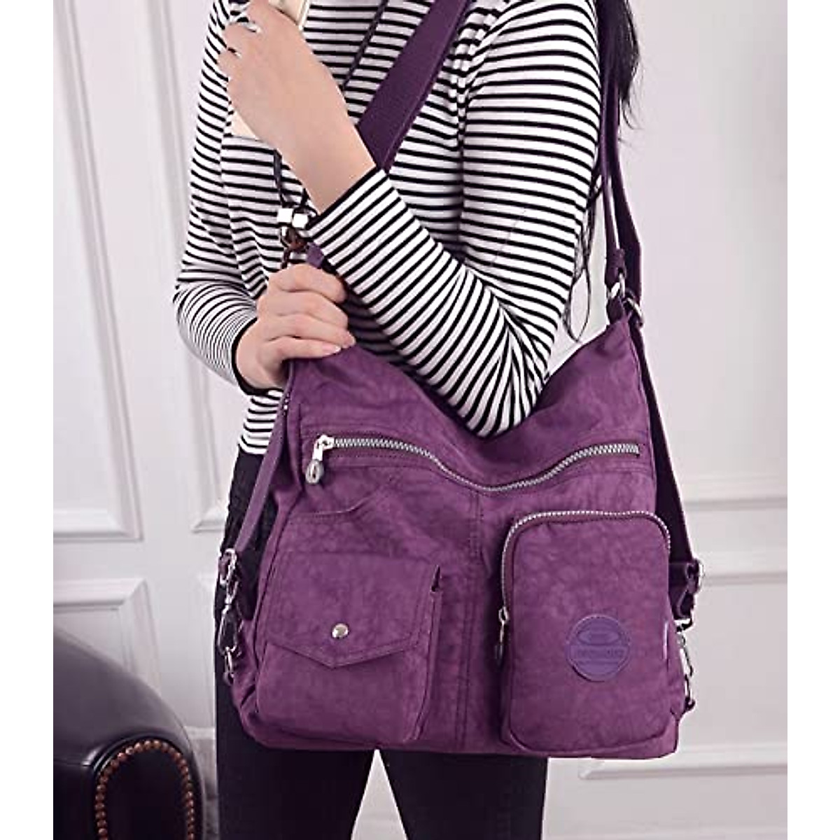 Women's Tote Canvas Retro Bag Clutch Bag Crossbody Shoulder Bag Handbag Solid Color Muti Pocket Shopping Purse