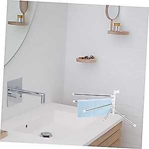 Zerodeko 5 Sets Rotating Towel Hanger Wall Hand Towel Rod Towel Display Rack Swivel Towel Bar Wall Towel Holder Wall Clothes Rack Wall Mounted Clothing Rack Multipurpose Towel Rack White Pp