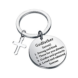 TIIMG Godfather Keychain Godfather Baptism Gifts Father’s Day Gift for Godfather Christening Gifts (Godfather noun)