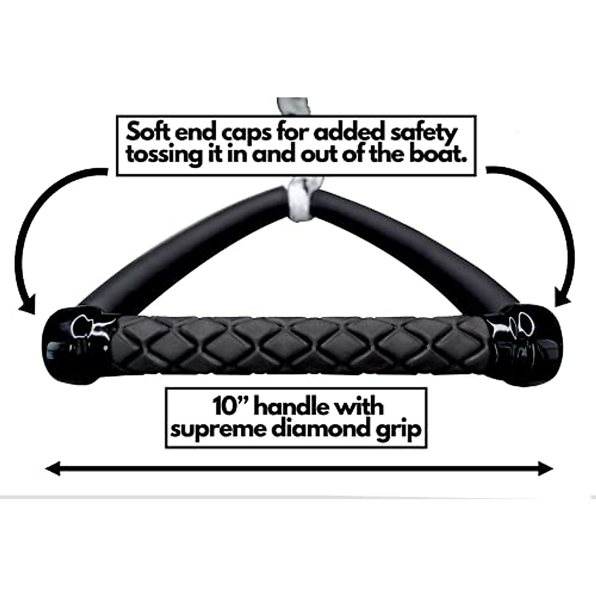 Wakesurf Rope with Handle - Adjustable 25 Foot Tow Rope with 10" Handle (White)