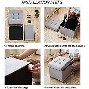 Ottoman Stool Sofa Stool Foot Rest Stool Folding Storage Footstool,upholstered Ottoman Pouffe Padded Seat Footrest Stool With 4 Wooden Legs For Living Room Bedroom Hallway White 60x38x34cm ( Color : W