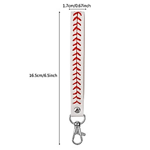 Towashine Baseball Seamed Leather Key Chain for Car Bag Purse Accessories Gifts（White）