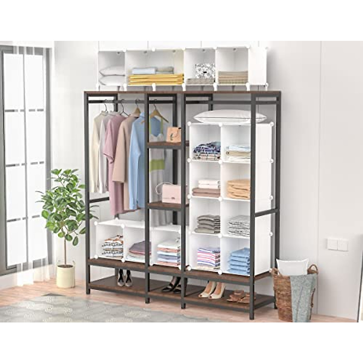HOMIDEC Closet Organizer, 12-Cube Closet Organizers and Storage, Portable Closet Shelves, Clothing Storage (White)