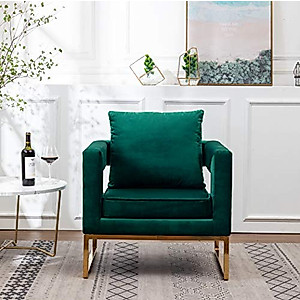 Roundhill Furniture Lenola Upholstered Accent Arm Chair, Green 27.5D x 29.75W x 34.5H in