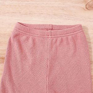 Clothes for Baby Girls Infant Girls Long Sleeve Solid Ribbed Tops and Ruffles Flare Pants Outfits Pink