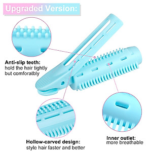 6pcs Volumizing Hair Root Clips, Magicalmai Instant Volume Clip Upgrade Natural Fluffy Volumizer Clips for Women Girls Thin Curly Styling with 2pcs Roller Tools- Pink & Blue