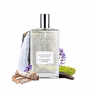 Cremo Silver Water & Birch Cologne Spray, A Crisp Scent with Notes of Forest Moss, Lavender and White Birch, 3.4 Fl Oz