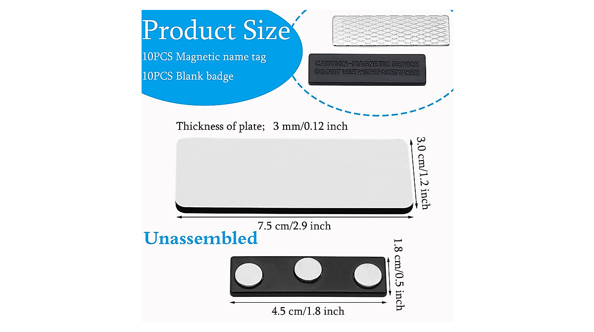 10 Pack Magnetic DIY Name Tags - Personalized Sublimation Badges