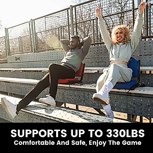 Jauntis Stadium Seats for Bleachers, Bleacher Seats with Ultra Padded Comfy Foam Backs and Cushion, Wide Portable Stadium Chairs with Back Support and Shoulder Strap, 1 Pack, Red