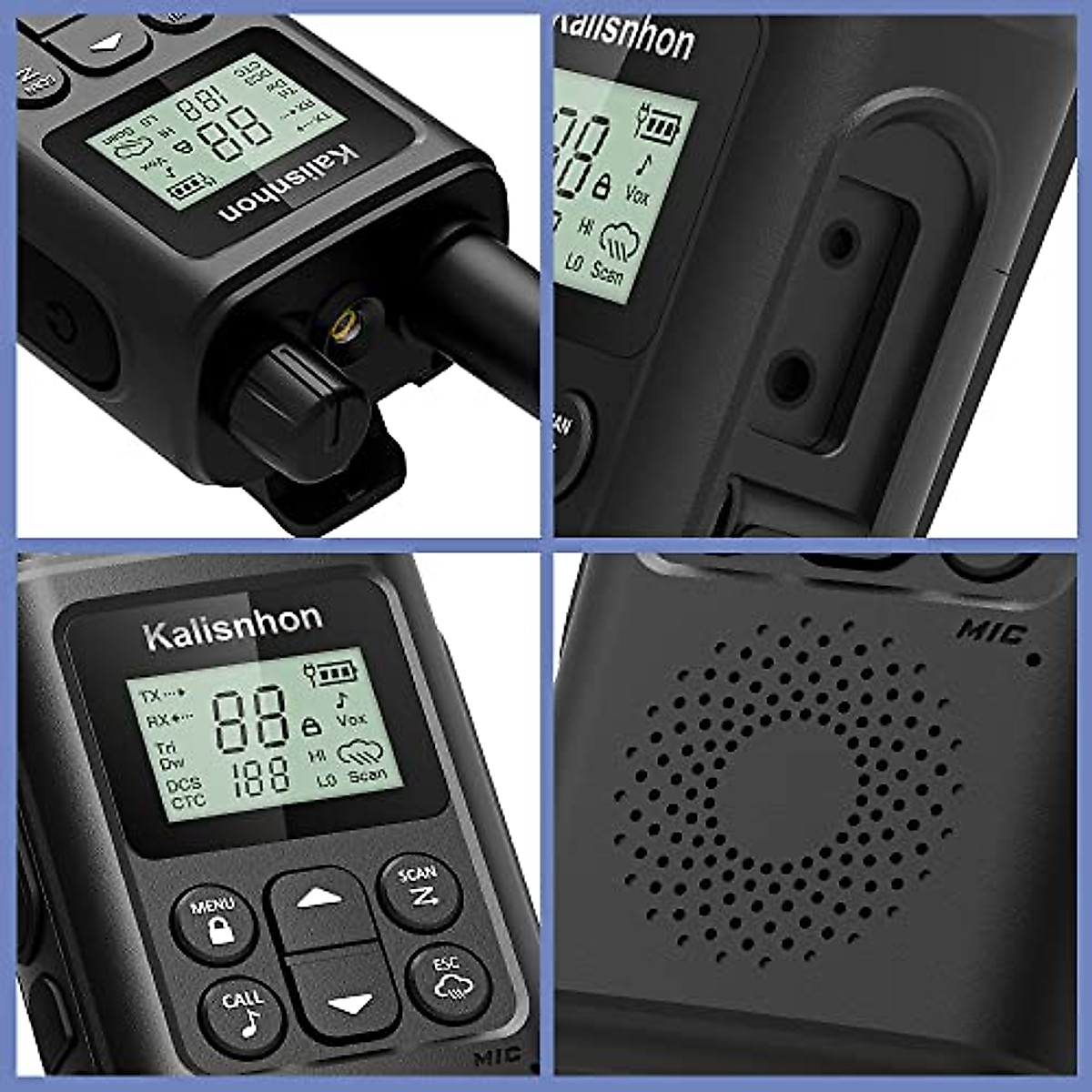 walkie talkies,NOAA walkie talkies for Adults Long Range with Earpiece,Weather Alerts Handfree walkie Talkie Rechargeable with Type-c Charging, Dual Watch,License Free Portable Two Way radios(2 Pack)