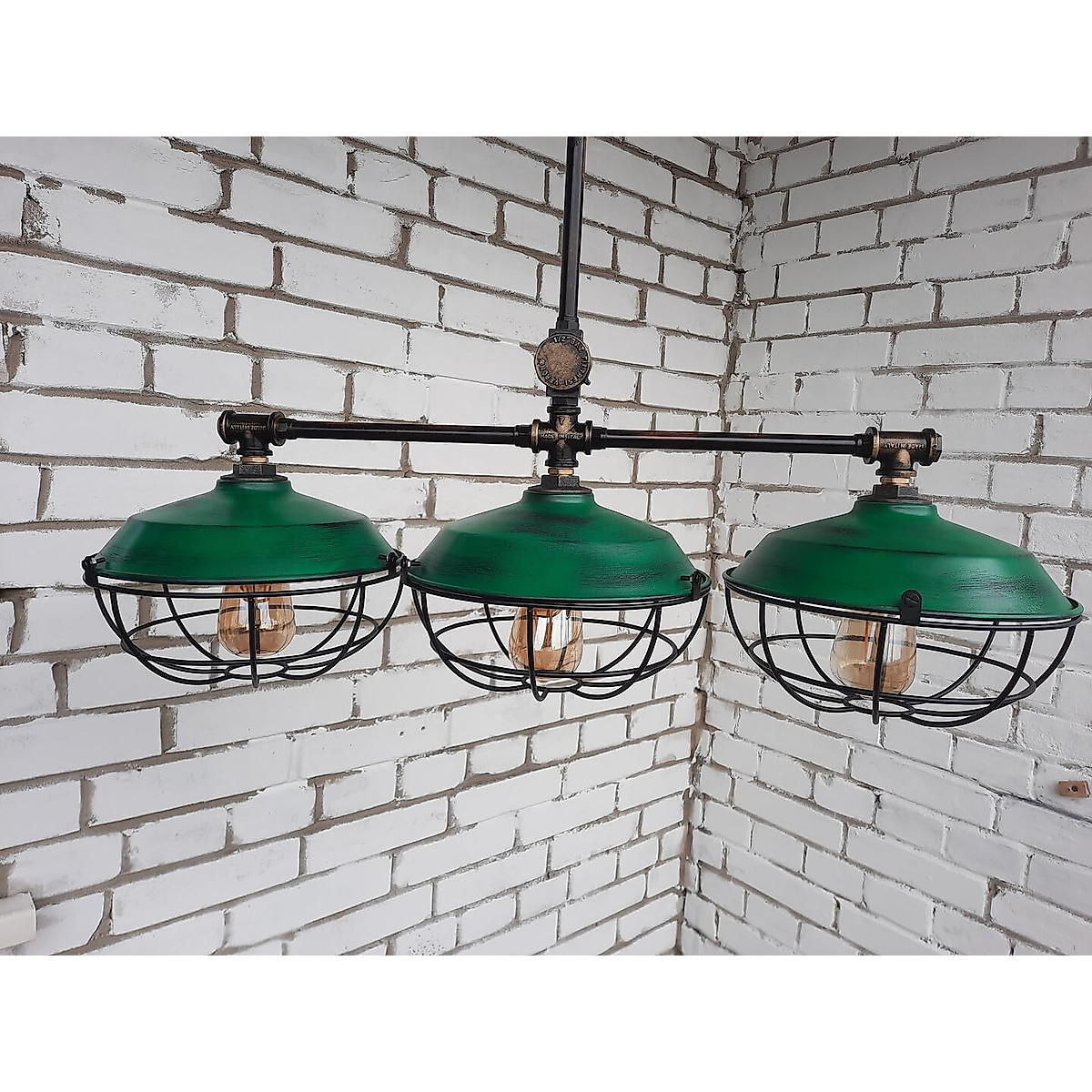 Rustic industrial pendant lamp. Steampunk lamp. Ceiling pendant lighting