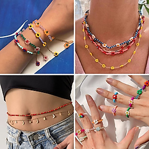 QUEFE 6480pcs Glass Seed Beads 4mm Bracelet Beads for Jewelry Making Kit, Small Waist Craft Beads, 260pcs Alphabet Letter Beads with Elastic String Cords and Charms