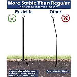 Eazielife 10FT String Light Pole for Outdoor, Heavy Duty Metal Lighting Stand Pole for Garden Lawn Backyard Patio Holiday Wedding Party Decorations (1 Pack)