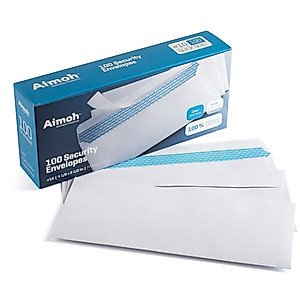 #10 Security Tinted Self-Seal Envelopes - No Window - EnveGuard, Size 4-1/8 X 9-1/2 Inches - White - 24 LB - 100 Count (34100)