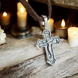 925 Sterling Silver Small Orthodox Cross Necklace for Men Women - Dainty Jesus Christ Crucifix Pendant - Christian Religious Jewelry Gifts for Women Men - Handmade