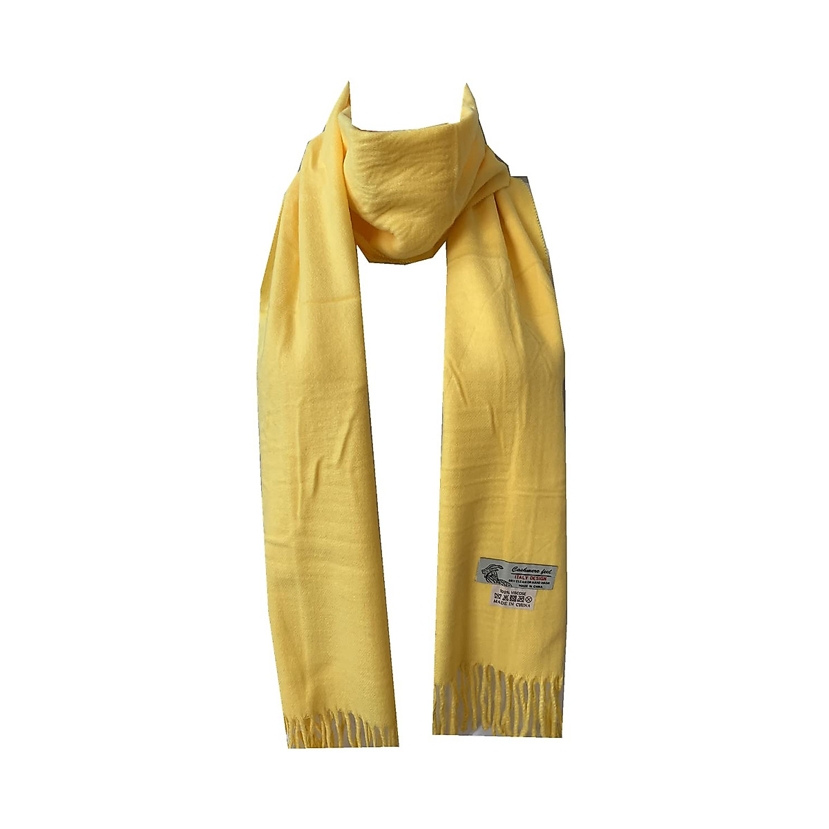 WA - Super Soft Womens Mens Luxurious Classic Fancy Cashmere Feel Wrap Scarf Soild Scarves (Soild-Yellow)
