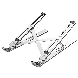 licheers Laptop Stand for Desk, Adjustable Ergonomic Portable Aluminum Laptop Holder, Foldable Computer Stand 7 Angles Anti-Slip Laptop Riser Compatible with 9-15.6 inch Laptops, Silver