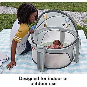 Fisher-Price Portable Bassinet And Play Space On-The-Go Baby Dome With 2 Toys And Canopy, Puppy Perfection