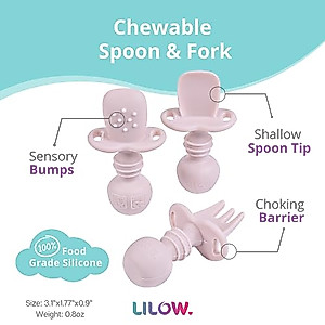 Lilow Silicone Baby Feeding Set | Baby Led Weaning Supplies | Suction Baby Plates and Bowls Set Bib Tiny Cup Spoon and Fork| First Stage Baby Dishes | Self Feeding Utensils Set for Eating Solid Food