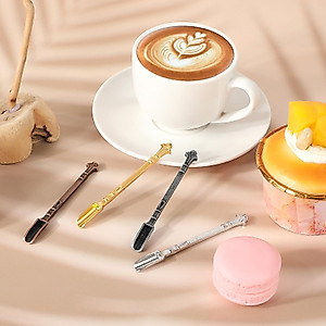 Mini Spoons Set of 4 Mini Shovel Spice Spoon Small Spoons for Spice Small Salt Spoon Mini Spatulas Spoon Tiny Spoons for Powder Small Gold, Silver, Antique Brass, Black Gray Spoons