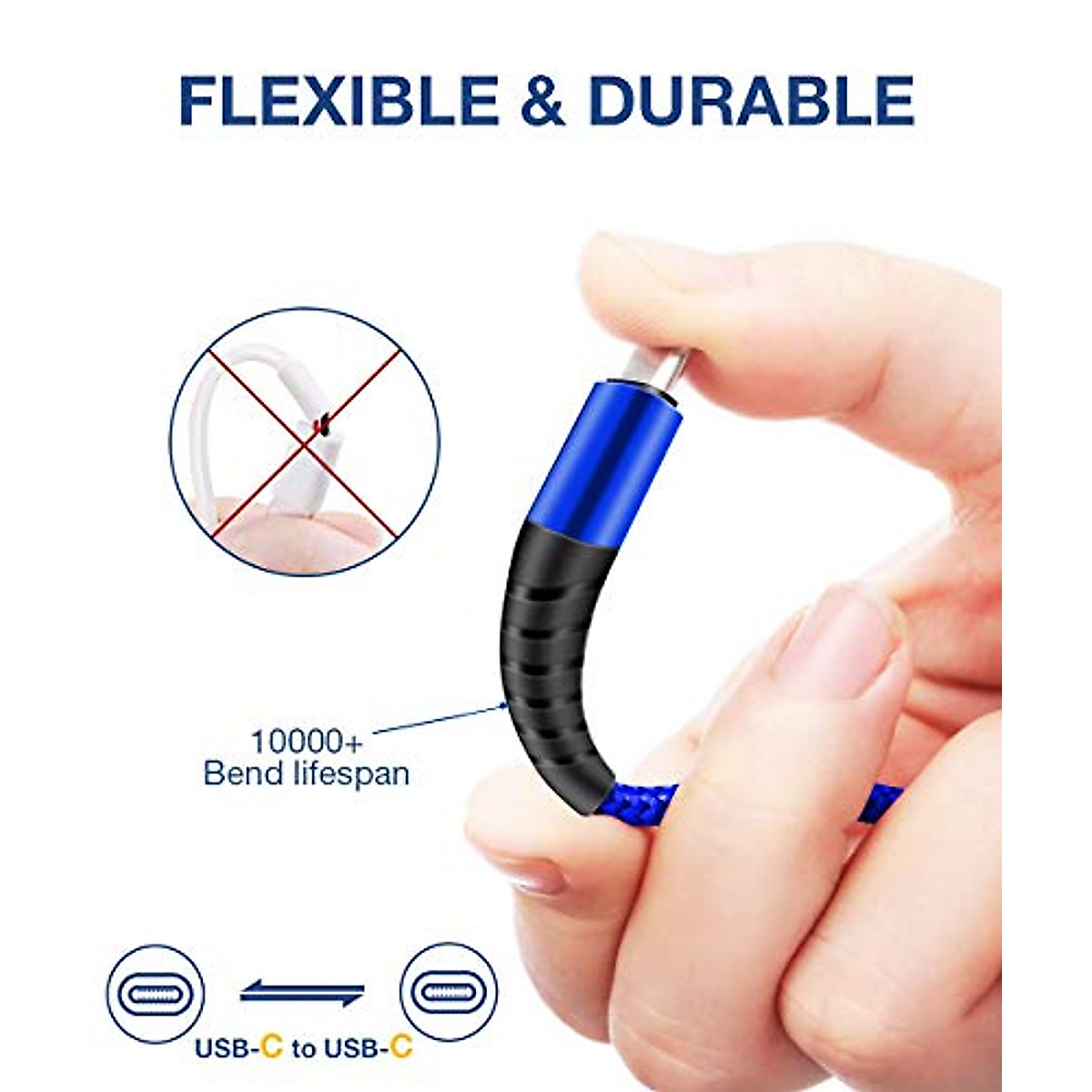 USB C to USB C Charger Cable Cord for Samsung Galaxy S22 S23 S21 S20 Plus Ultra FE 5G,Note 10 10+ 5G/20,Note20 A71 A52 A53,Z Flip 3 4,Fold 3 4,Pixel 6 Pro 5A 5,60W PD Fast Charge Charging Wire 6FT+6FT