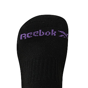 Reebok Women's No Show Athletic Breathable Low Cut Cushioned Socks (12 Pack), Size 4-10, Solid Black