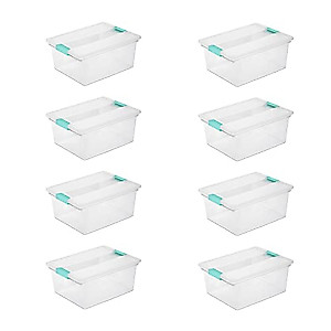 Sterilite Deep Clear Plastic Stackable Storage Container Bin Box Tote with Clear Latching Lid Organizing Solution for Home & Classroom, 8 Pack
