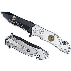 US NAVY SEAL TEAM ASSISTED Opening TANTO BLADE RESCUE POCKET KNIFE + Seat Belt Cutter + Glass Breaker