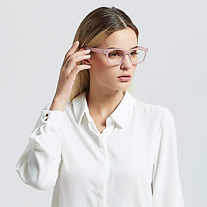 KERBIY Blue Light Blocking Glasses for Women Men,Computer Reading Glasses Anti Eye Strain Headache,Blue Ray Filter Glasses UV400 Clear Lens(Pink)