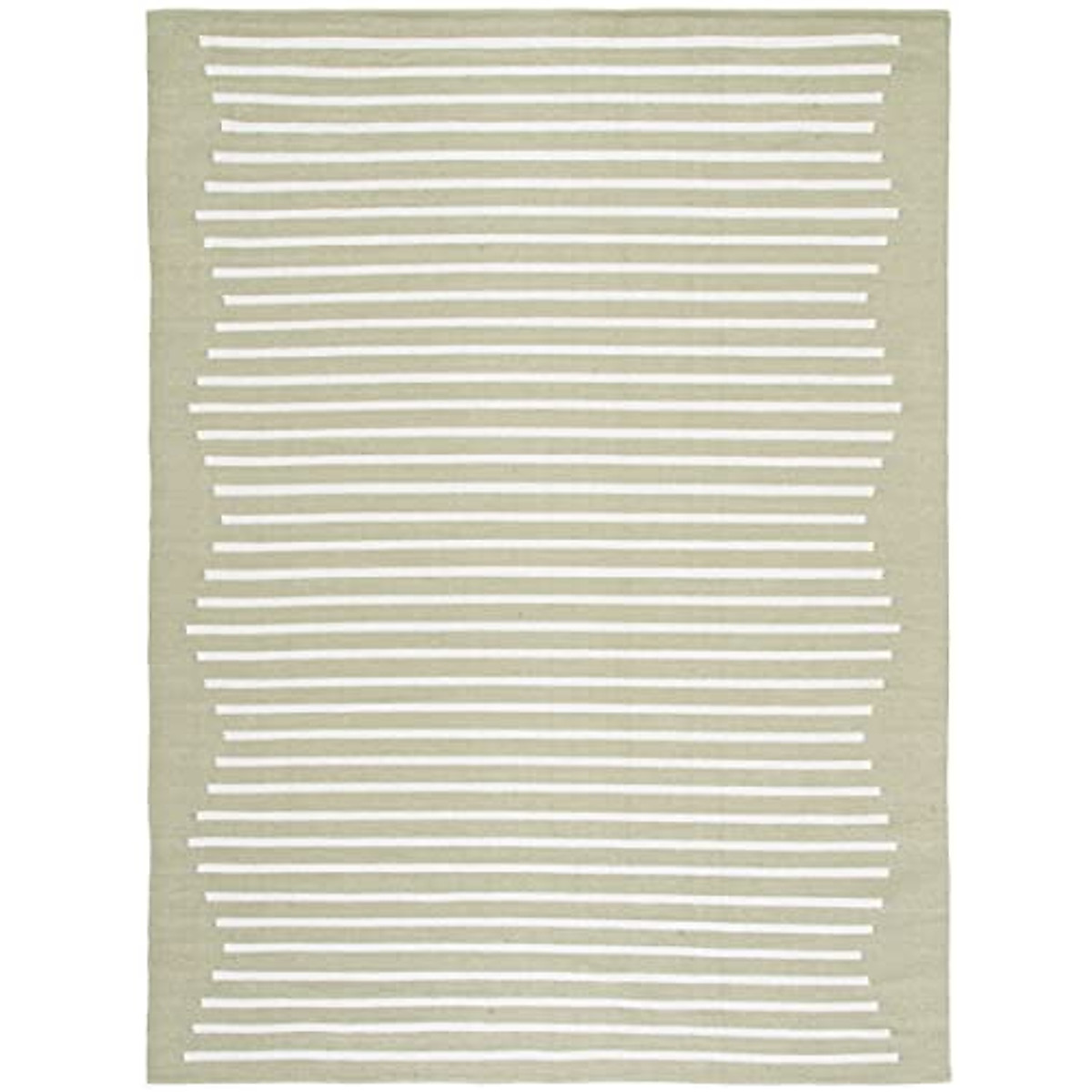 SAFAVIEH Montauk Collection 6' x 9' Light Green/Ivory MTK313W Handmade Flatweave Boho Farmhouse Cotton Modern Stripe Living Room Dining Bedroom Area Rug