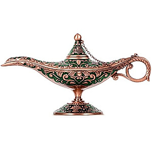 Gusnilo Vintage Aladdin Lamp Genie Lamp Aladdin Magic Lamp Moroccan Decor Red Copper,Home Decoration Party Decoration Classic Arabian Props for Party/Birthday (Green)