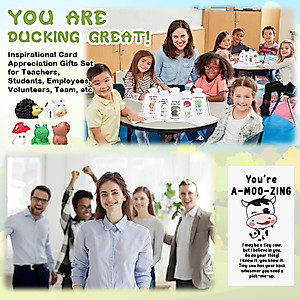 Fumete 75 Set Employee Appreciation Gifts Bulk for Coworkers Thank You Staff Gift Animal Pun Inspirational Note Cards Funny Resin Office Gifts Pocket Favors