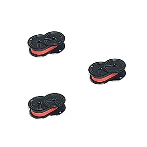 CircuitOffice Package of Three, Compatible Nukote BR80C, BRM233, Porelon 11210 (POR11210), Porelon 11216 (POR11216) Twin Spool Black and Red Calculator Ribbons for Sharp El 1630, El 1197, El 1197 PIII