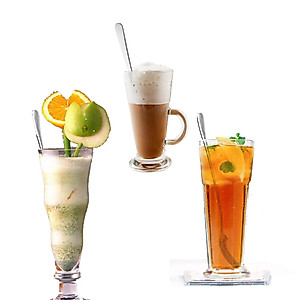 Coffee Mixing Spoons, 9-Inch Long Handle Spoons for Iced Tea, Dessert, Ice Cream, DFmicro Deluxe Stainless Steel Cocktail Stirring Spoons, Set of 4