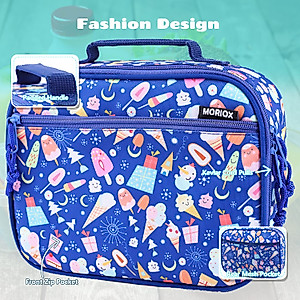 MORIOX Kids Lunch Box, Insulated Soft Lunch Bag for Boys Girls Teens Thermal Meal Tote Kit for School Picnic, Blue