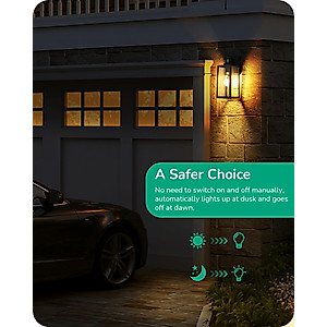 EDISHINE Dusk to Dawn Light Bulbs Outdoor, A19 LED Light Bulb 2700K Warm White, 9W Equivalent 60W, Automatic On/Off, Dual External Sensor, 800LM Bright Light Bulb, E26 Base, 4 Pack, UL Listed