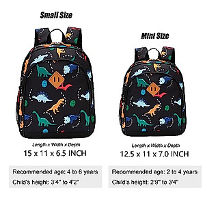 JinBeryl Toddler Backpack Boys, 15 Inch Kids Backpack for Preschool or Kindergarten, Dinosaur Black
