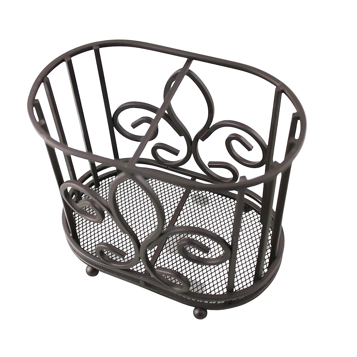 Dependable Metal Wire Cutlery and Utensil Storage Organizer Bin for Kitchen, Pantry, Table and Countertop - Utensil Caddy Holds Forks, Knives, Spoons, Spatulas - 2 Section - Bronze