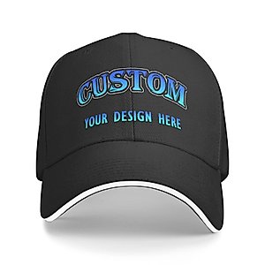 Personalized Custom Baseball Cap Customize Your Own Design Text, Photos, Image Logo Adjustable Hat Unisex (Black)