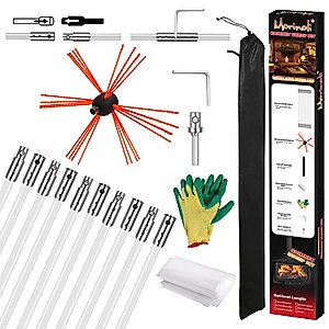 Morinoli 33 Feet Chimney Sweep Kit, Chrome Button Locking System, Chimney Cleaning Kit, Chimney Brush, Chimney Cleaning Tool, Chimney Cleaning System with 10 Flexible Chimney Rods