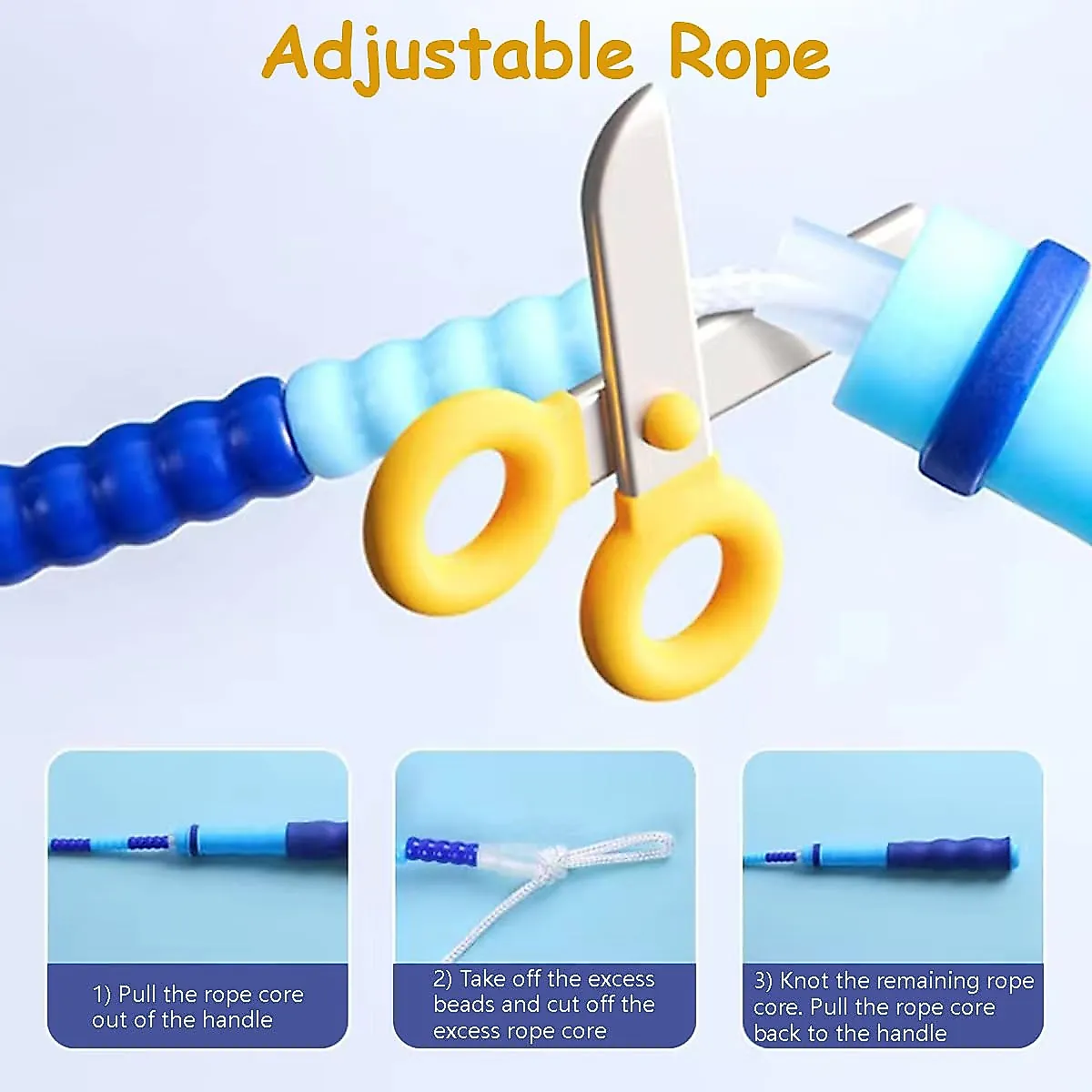 TYSISKNO 2 Pack Jump Rope for Kids Girls and Boys, Soft Beaded Jump Ropes, Adjustable Skipping Rope, Workout and Weight Loss,9.2Ft(Blue&Purple)