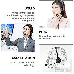 OSALADI Office Headphones Noise Cancelling Headphone Wired Headset with Microphone