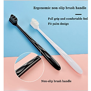 lkujiop Nordic-Inspired Premium Nano Toothbrush, Adult Extra Soft Toothbrush with 20000 Soft Bristles, Micro Nano Toothbrushes for Protect Sensitive Gums and Teeth (Black+White-Flat Head)