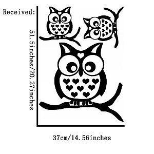 BIBITIME Nursery Decor Vinyl Sticker 3 Branches Owls Wall Decal Birds Family Living Room PVC Decorations Baby Kids Boys Girls Children Bedroom Classroom Art Decals