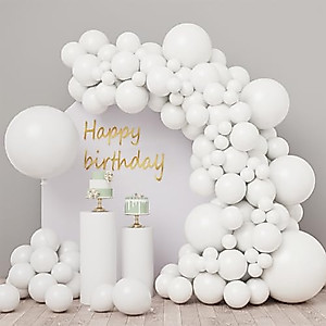 RUBFAC White Balloons, 146 pcs Different Sizes Pack of 36 18 12 10 5 Inch for Balloon Garland or Balloon Arch as Graduation Wedding Birthday Baby Shower Anniversary Party Decorations