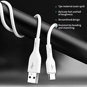 COBOSSIN USB C Cable, 1.6ft Type C Charger Premium TPE USB Cable, USB A to Type C Charging Cable Fast Charge,White