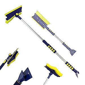 Koolatron Michelin Colossal Extendable 34-49" Snow Brush for Trucks, Swivel Head, Squeegee, Ice Scraper, Ergonomic, Scratch Free Auto Window Snowbrush, Windshield Broom for Car, SUV